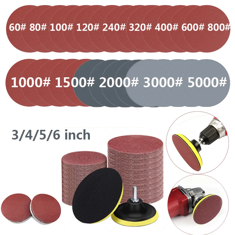 3/4/5/6 Inch Sanding Discs Sandpaper Hook and Loop Polishing Pad Self ...