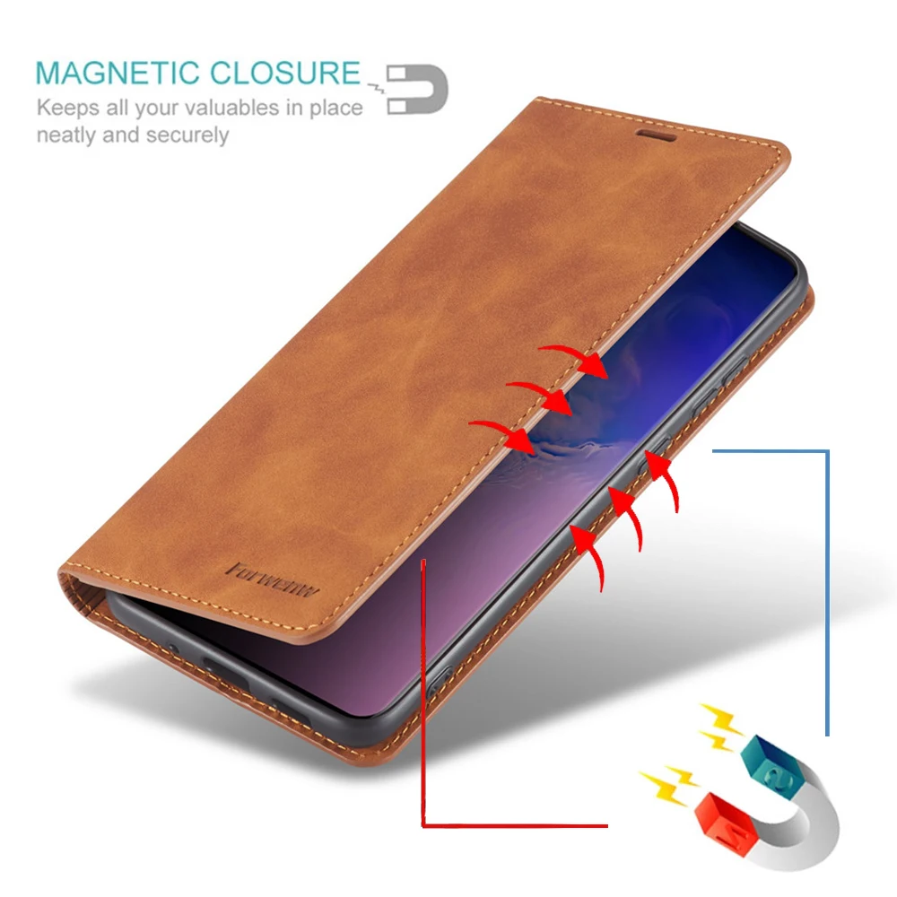 Premium Leather Magnetic Flip Wallet Case with Card Slot and Phone ...