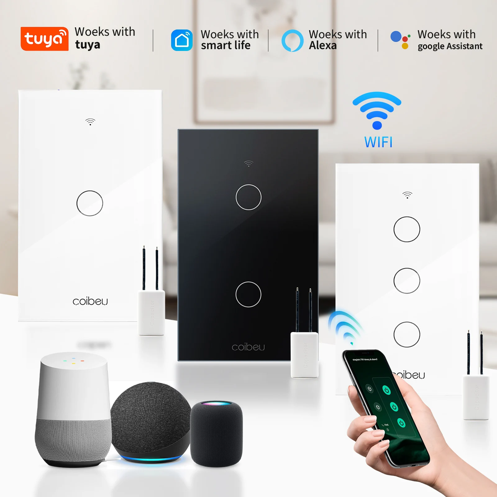 No-neutral-Alexa-Alexia-Tuya-touch-switch-control-switch-WiFi-smart ...