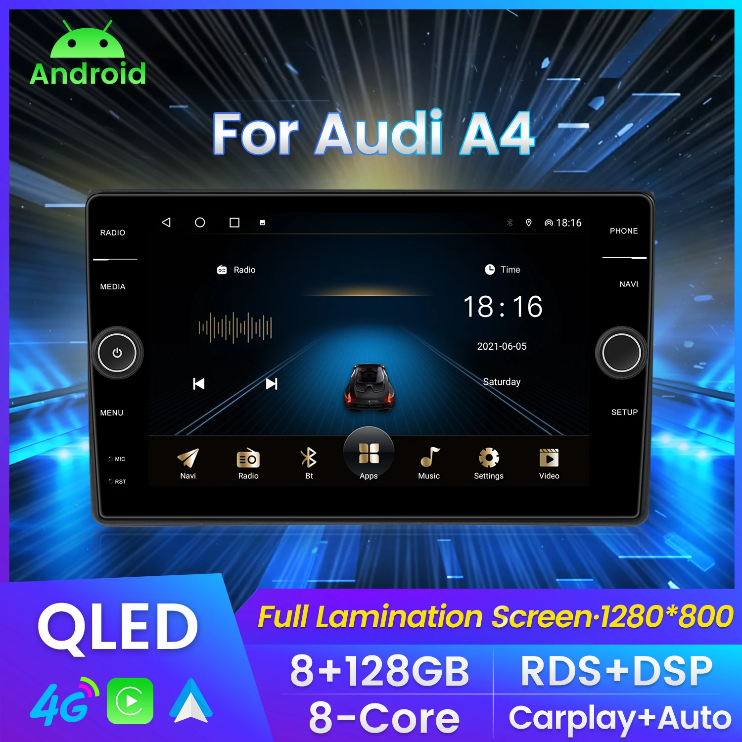 1280x720 Ips Screen Android Car Radio Multimedia Video Player Auto ...