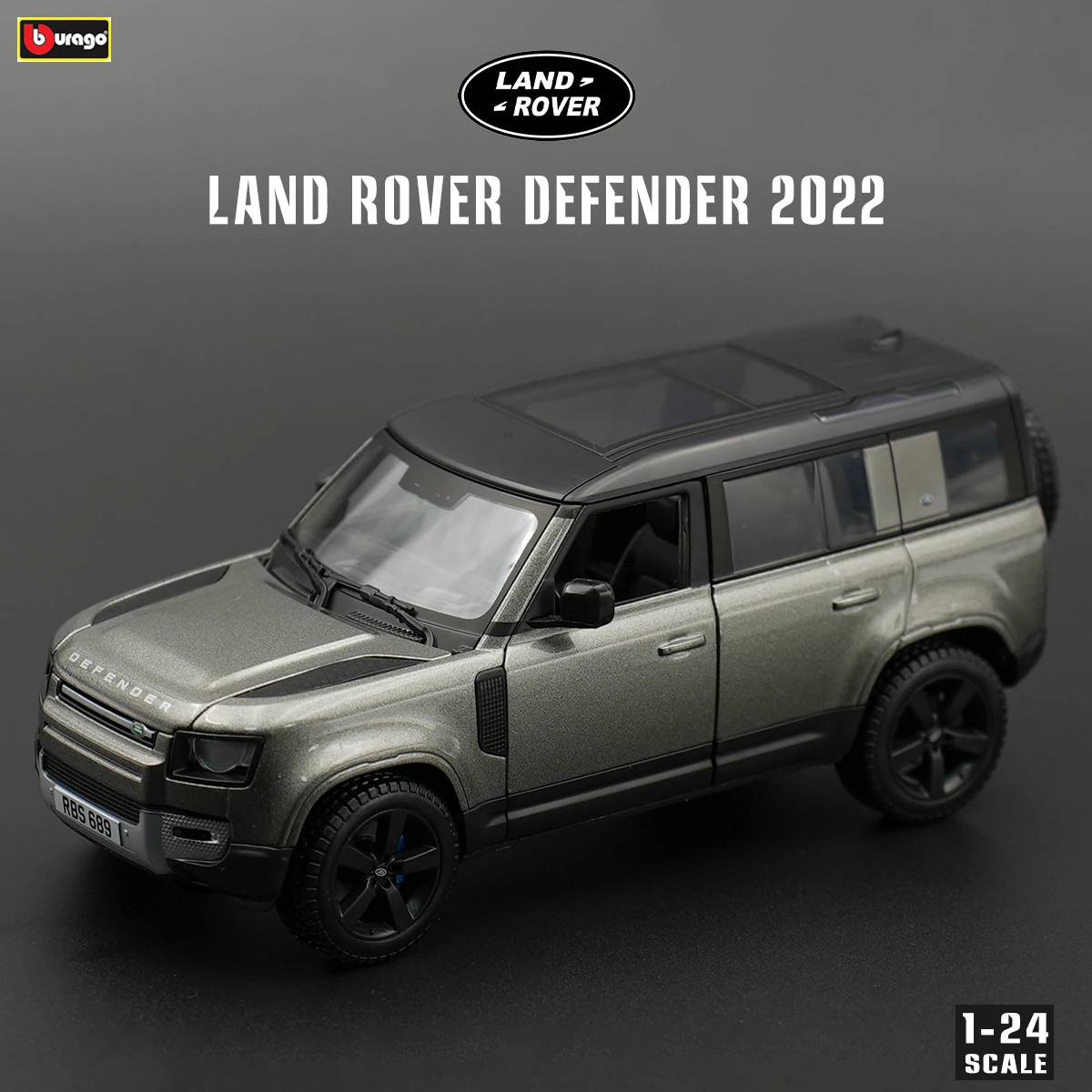 Bburago 1:24 Land Rover Defender 2022 grey Die casting model car alloy ...