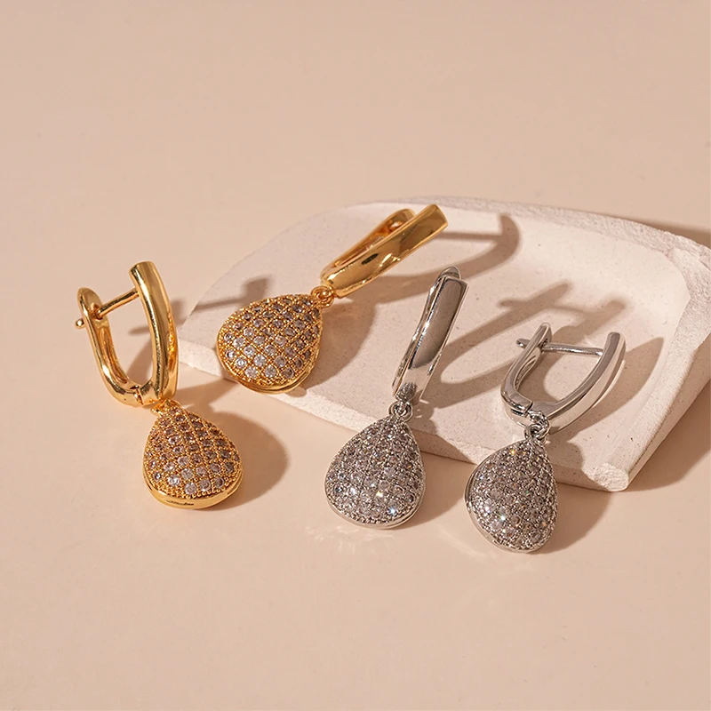 Elegant Cute Exquisite Water Drop Shape Earrings Simple Trend Fashion ...