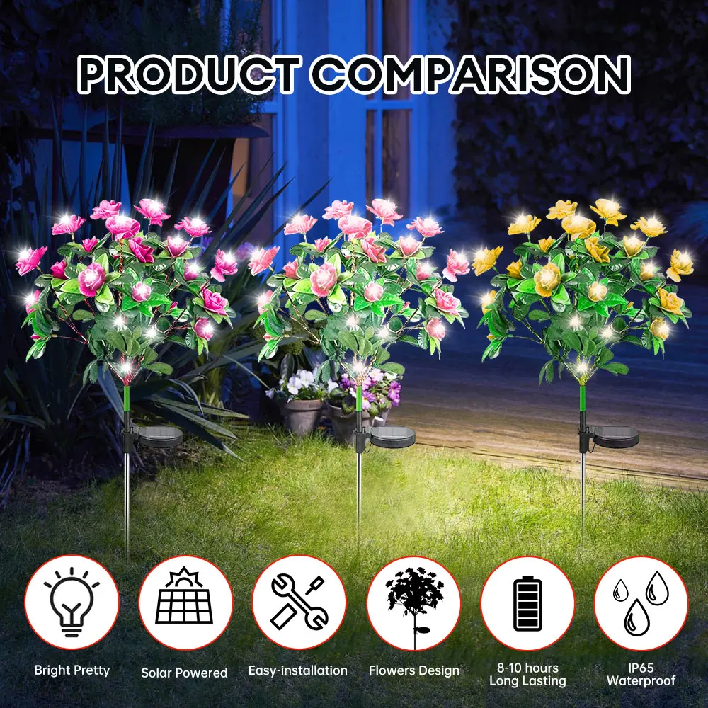 LED-Solar-Azalea-Flores-L-mpara-de-Jard-n-Luz-Decorativa-Casera-Al-Aire ...