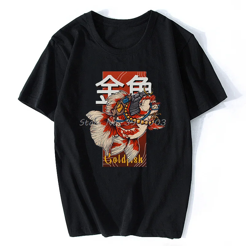Japan Traditional Style Goldfish Samurai Funny Tshirt Men New Cotton T ...