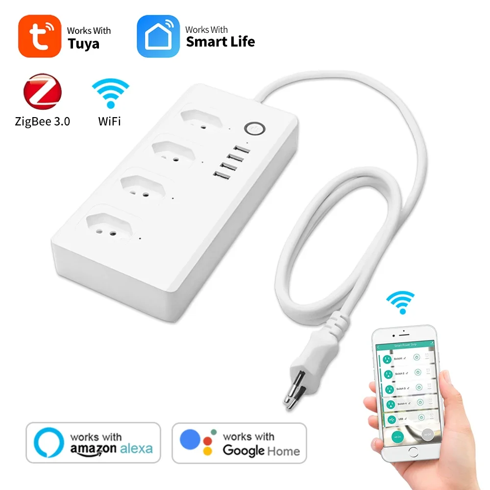Smart-Tuya-Wifi-ZigBee-Power-Strip-4-Outlets-Plug-4-USB-Brazil-Plugs-1 ...