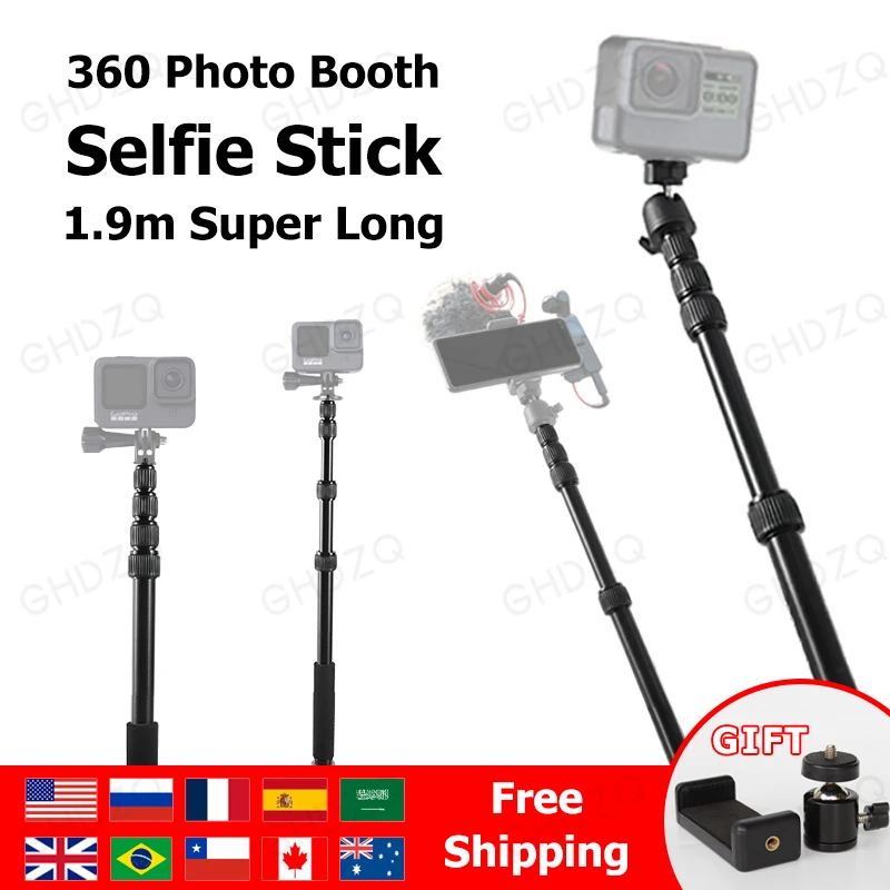 Super-Long-Selfie-Stick-360-Photo-Booth-Aluminum-Extended-Telescopic ...