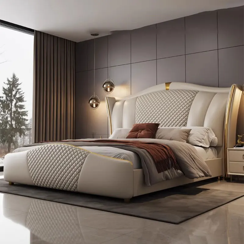 Europeu-Cama-Dupla-Cabeceira-De-Madeira-para-Menina-High-End-Bed-Frame ...