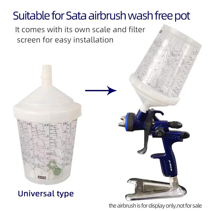 SATA-600-ML-Spray-Gun-Multi-Purpose-Paint-Plastic-Pot-Transparent-Paint ...