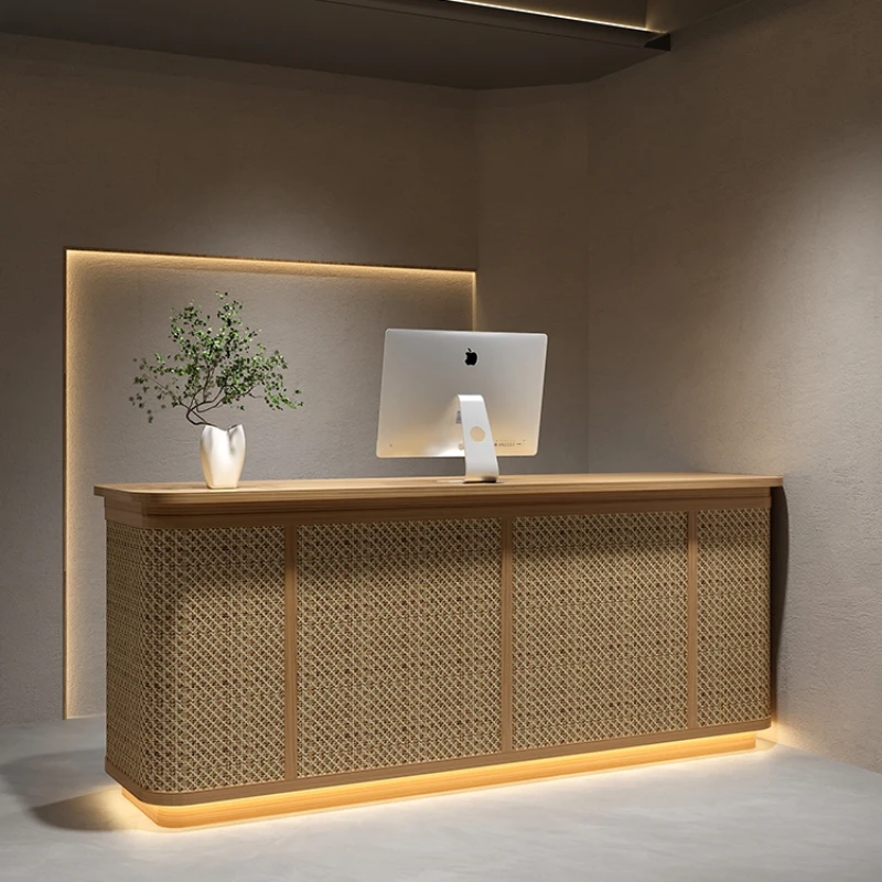 Restaurant Counter Reception Desks Wooden Podium Checkout Reception ...