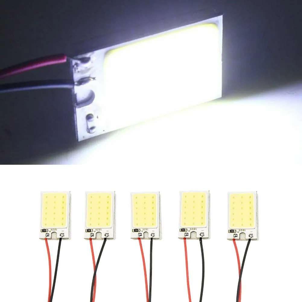 5pcs COB LED Panel Lights White COB 18LED Panels Car Interior Dome Light Bulb T10 Festoon 12V ...