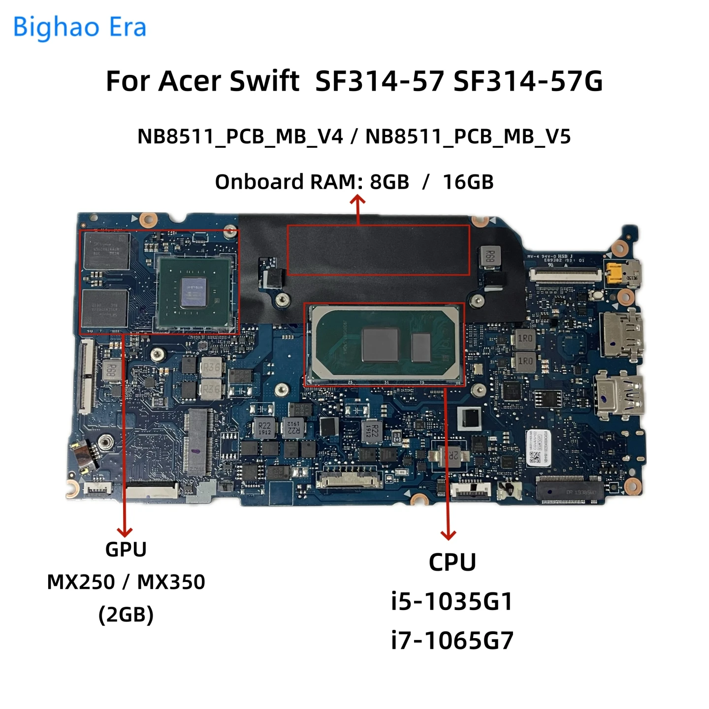 For-Acer-SF314-57-SF514-54GT-Laptop-Motherboard-CPU-i5-1035G1-i7-1065G7 ...