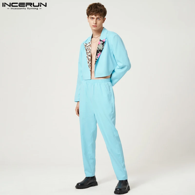 INCERUN-Conjunto-de-Blazer-e-Cal-as-Curtas-de-Manga-Longa-Masculina ...