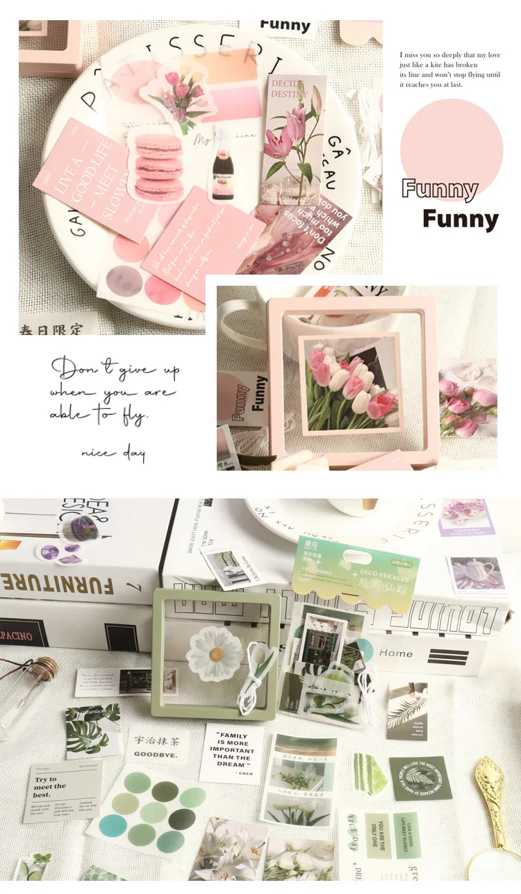 21PCS Beautiful Collection Decorative Stickers Pack Fresh Retro Art ...