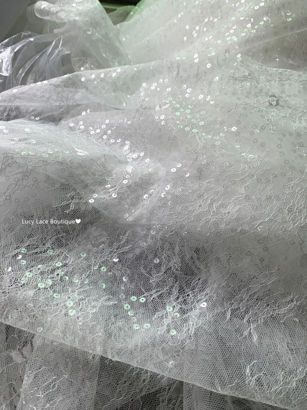 Off White Sequin Fabric