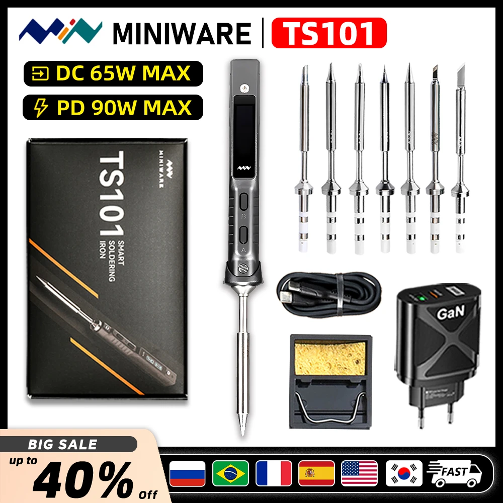 오리지널 미니 USB 전기 납땜 인두, 온도 조절 가능, 디지털 납땜 스테이션, PD 90W 충전기, TS100 업그레이드 ...
