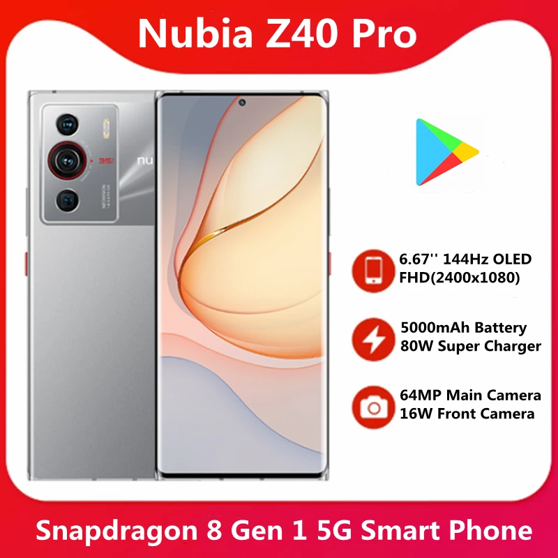 Original New Nubia Z40 Pro 5G SmartPhone Snapdragon 8 Gen 1 6.67” 140Hz ...