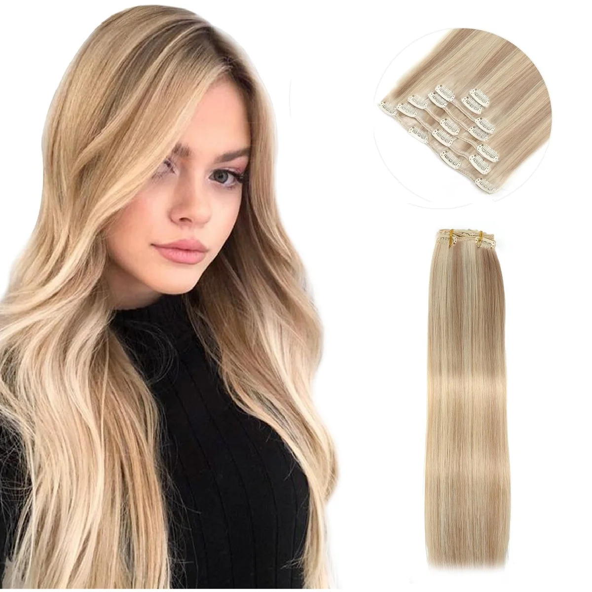 Clip-in-Hair-Extensions-Real-Human-Hair-Balayage-Hair-Extensions-Mixed ...