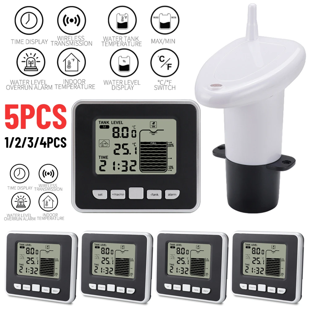 Ultrasonic Wireless Water Tank Liquid Level Meter with Temperature ...