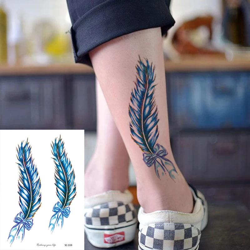 Feather Tattoo On Leg