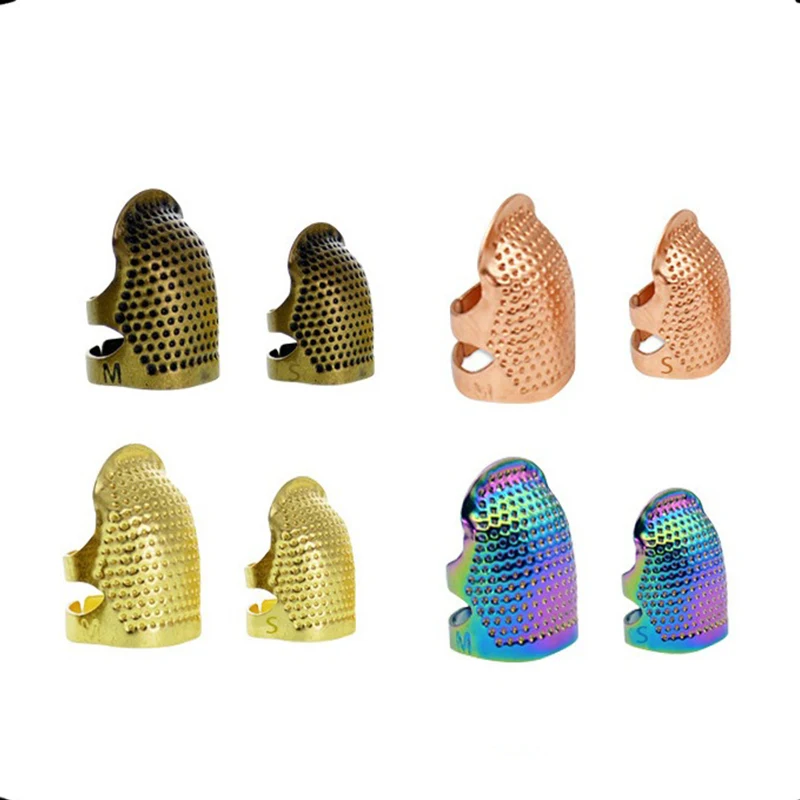 2pcs-Metal-Thimbles-2-Size-Adjustable-Finger-Protect-Rings-DIY-Sewing ...