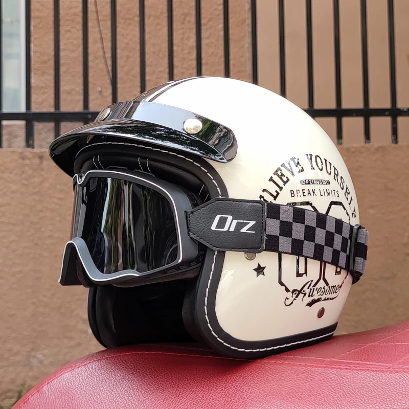 Motorhelm-Retro-Vintage-Helm-Gezicht-Retro-3-4-Helm-Casco-Moto-Capacete ...