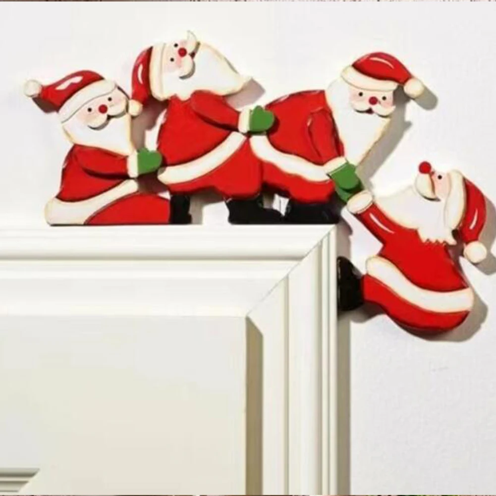 Christmas-Door-Frame-Decoration-Santa-Claus-Wooden-Elk-Xmas-Party-Decor ...