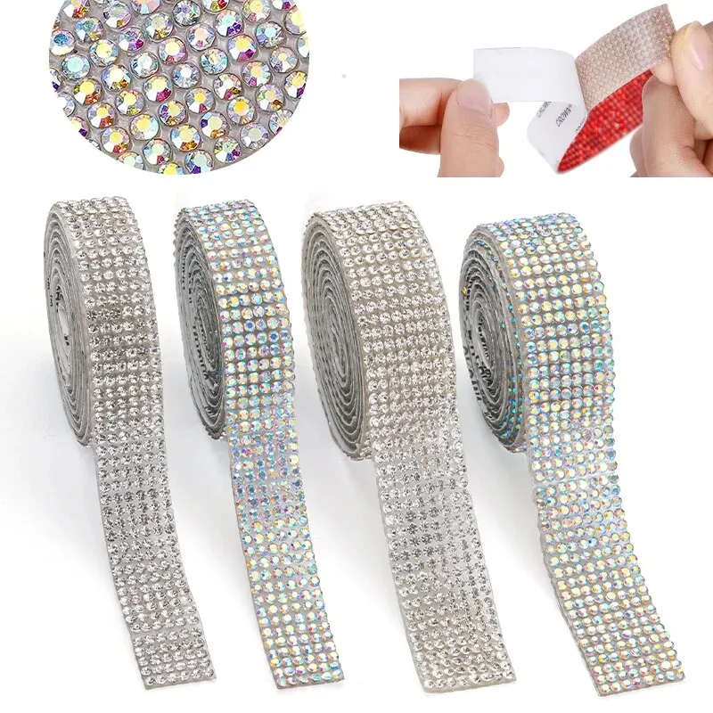 1 Roll Self Adhesive Crystal Rhinestone Strips Crystal Ribbon Bling ...