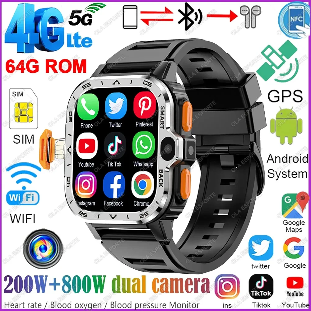 SmartWatch-PGD-4G-LTE-GPS-Wifi-SIM-Card-NFC-Dual-Camera-Rugged-16-64G ...