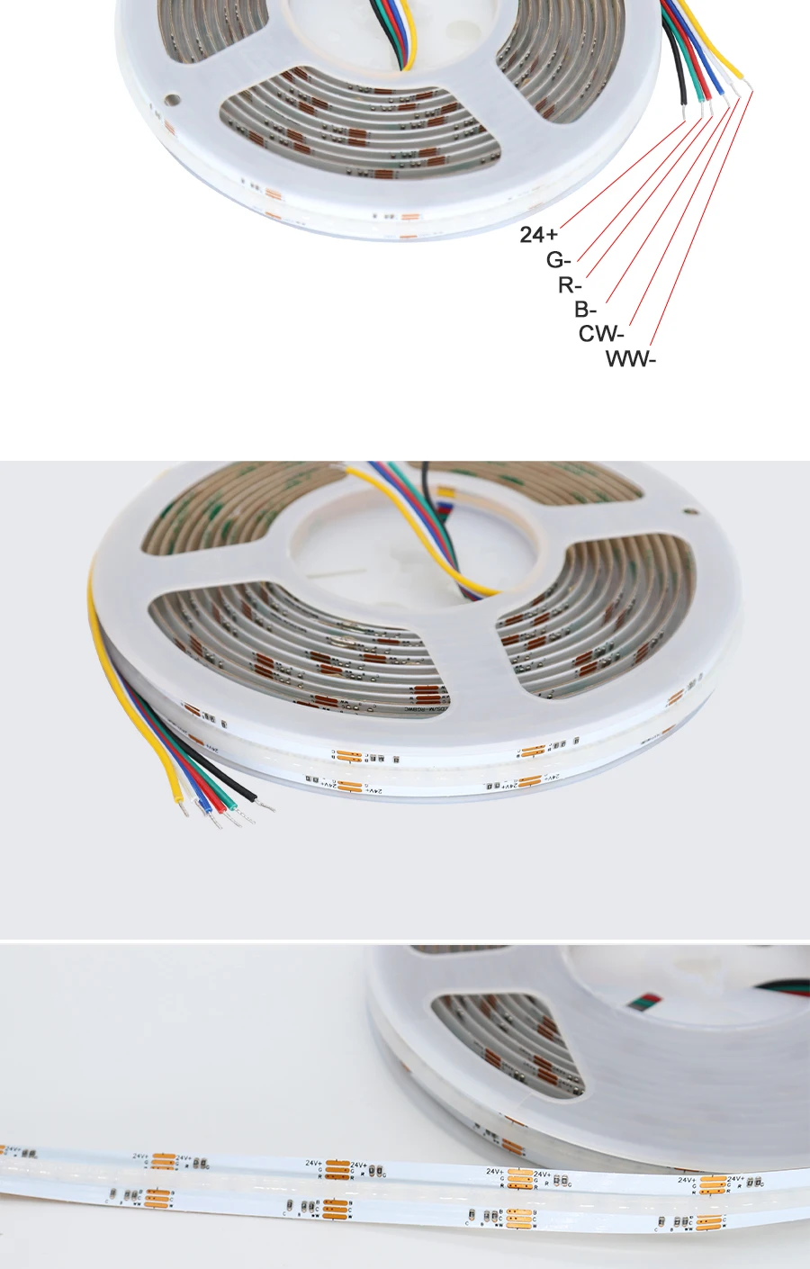 Tuya Zigbee RGBCCT COB LED Light Strip Kit 24V RGBCCT Led Light Strip WiFi Dimmable Tape Led ...