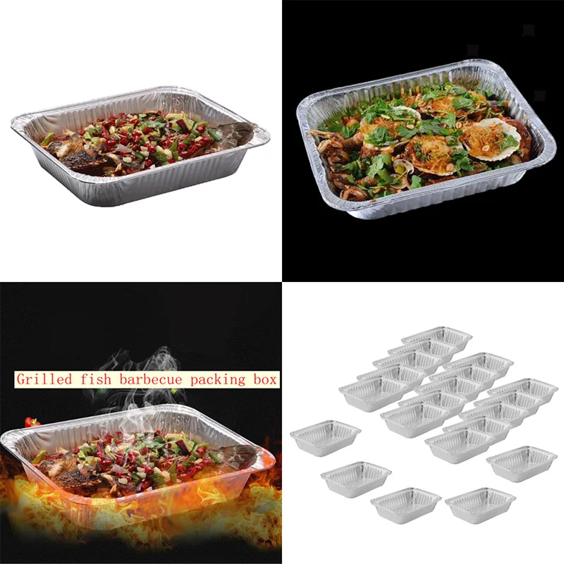 10-Pcs-2200ml-Aluminum-Foil-Large-Barbecue-Tray-Recyclable-Barbecue ...