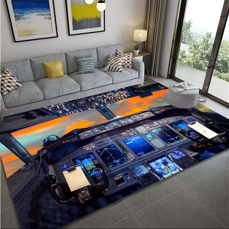Aircraft-Rectangle-Carpet-Cockpit-Rug-for-Living-Room-Plane-Rug ...