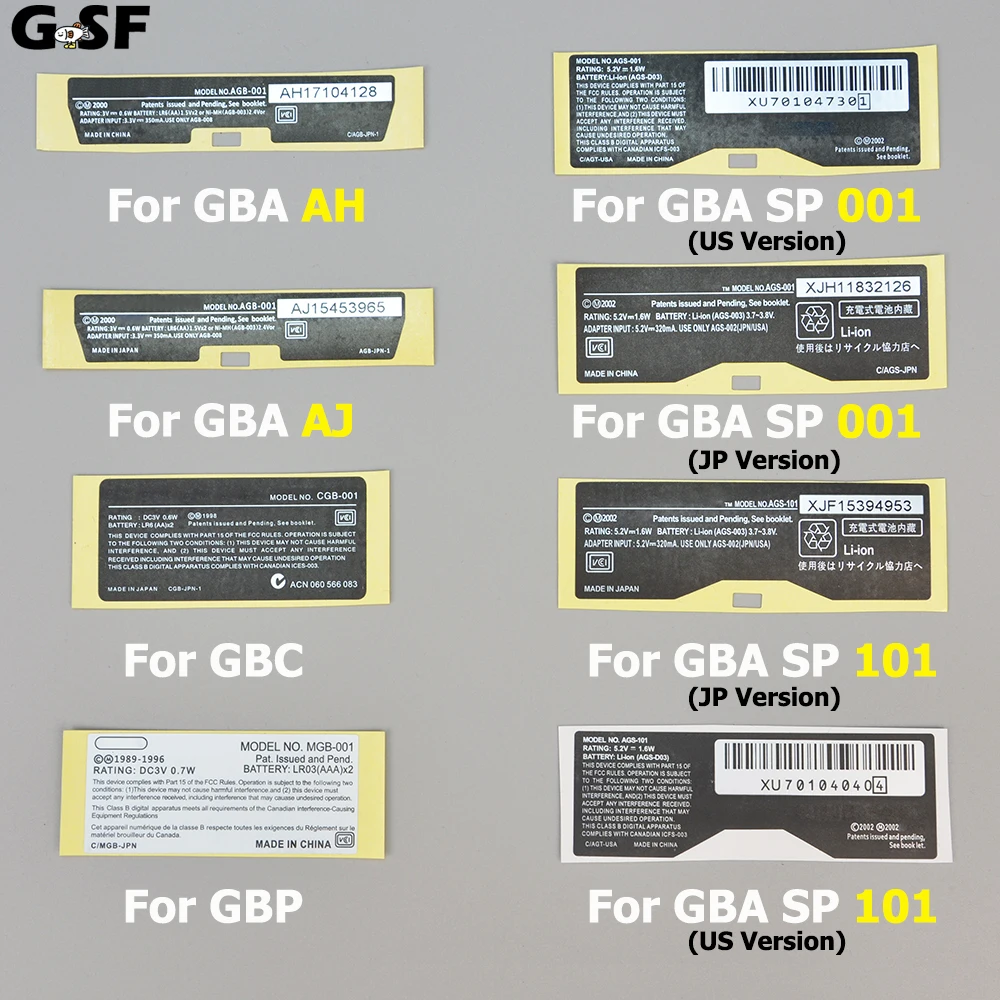 GSF-5PCS-New-Lables-Stickers-Replacement-For-Gameboy-Advance-SP-Color ...