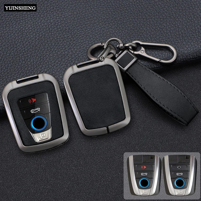 Zinc Alloy + Leather Car Key Case Cover For BMW i3 i8 Series 2014 2016 ...