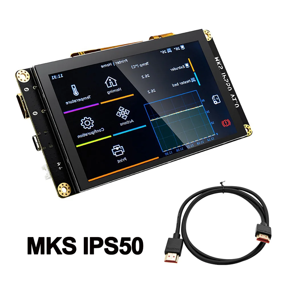 MKS IPS 50 LCD 정전식 스크린 클리퍼 스크린, MKS SKIPR MKS PI 마더보드용 HDMI 3D 프린터 부품 ...