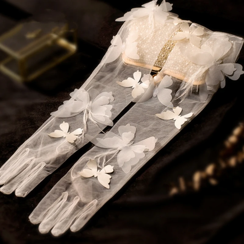 Guantes-de-boda-de-princesa-de-lujo-para-mujer-dedo-completo-pluma-de ...