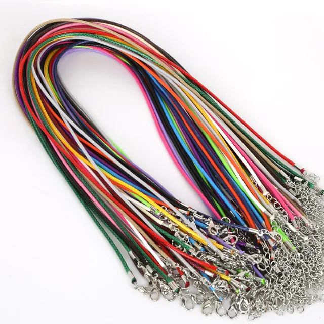 50Pcs Random Mixed Color Necklace Rope Buckle, 18in Wax String Loose ...