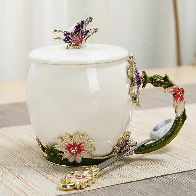 Creative-Enamel-Color-Ceramic-Water-Cup-Mug-with-Lid-Cup-Household ...