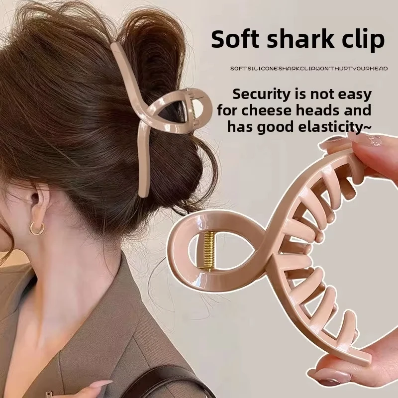 13cm Large Cross Safe Soft Silicone Hair Claw Clips Women's High ...