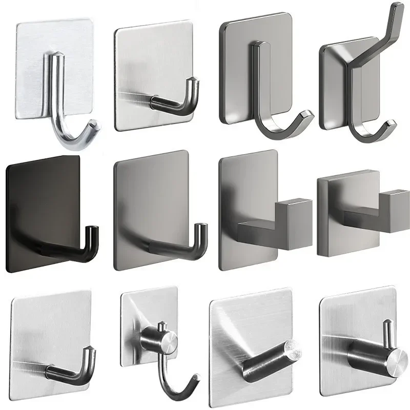 Adhesive-Wall-Robe-Hooks-Mounted-Door-Key-Cloth-Coat-Bathroom-Hanger ...