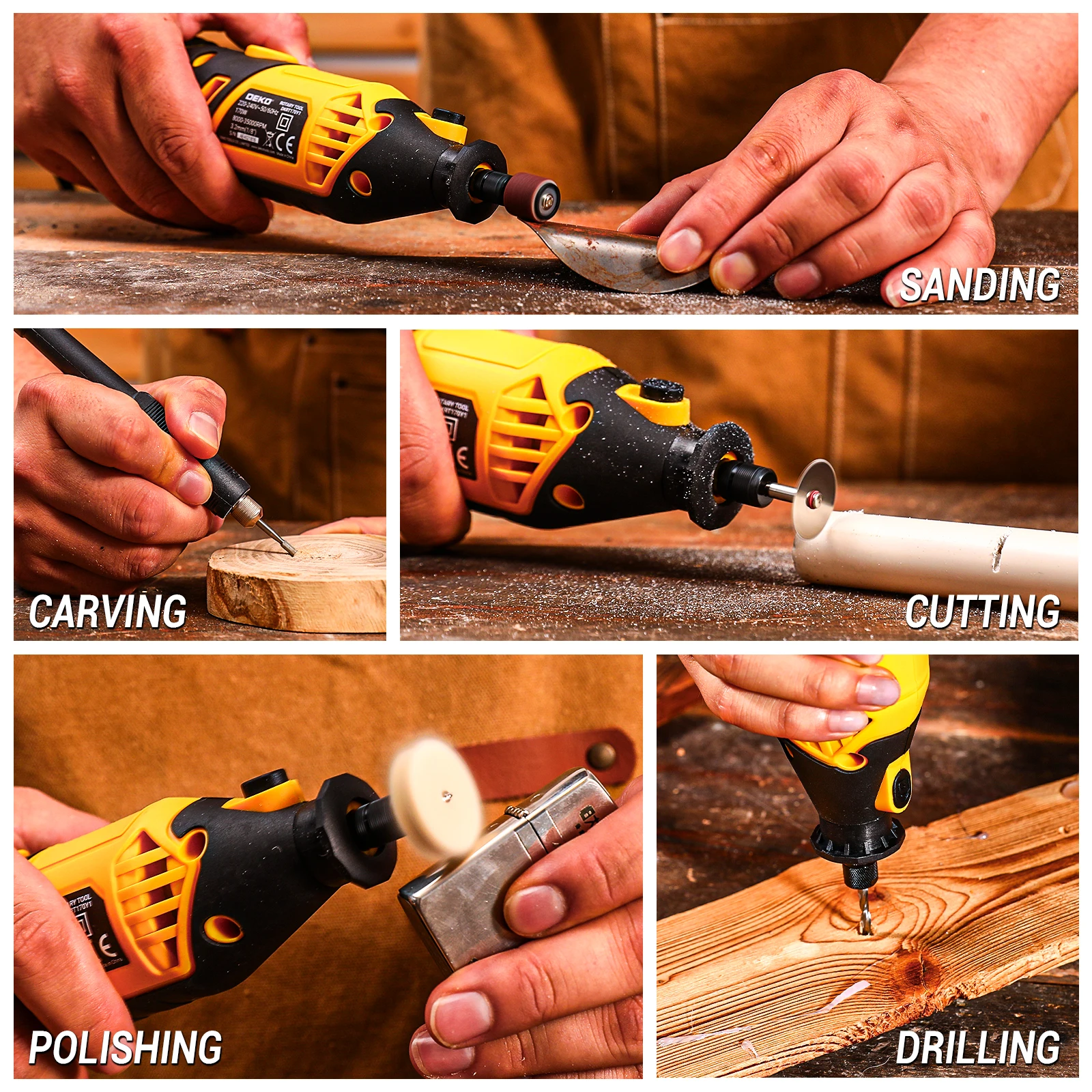 DEKO 220v Rotary Tool Kit Power Hand Rotary Tools Mini for Wood Metal Electric Grinder Drill Machine AliExpress 1420