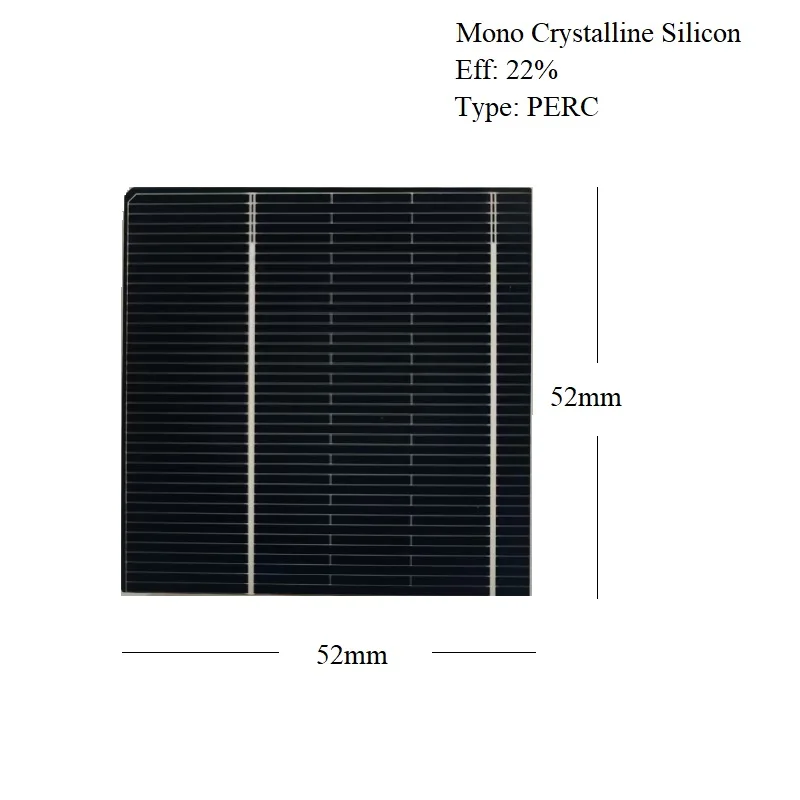 Mono Crystalline Silicon Solar Cells 52mm x 52mm A Grade PERC 0.5V 0.6W ...