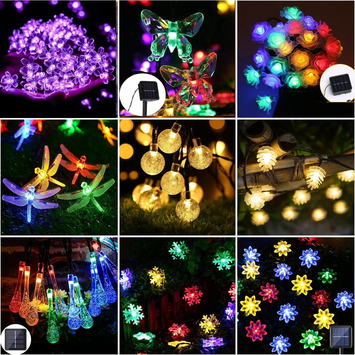 5-12M-Crystal-Ball-Flower-Solar-Lamp-Power-LED-String-Fairy-led-Lights ...