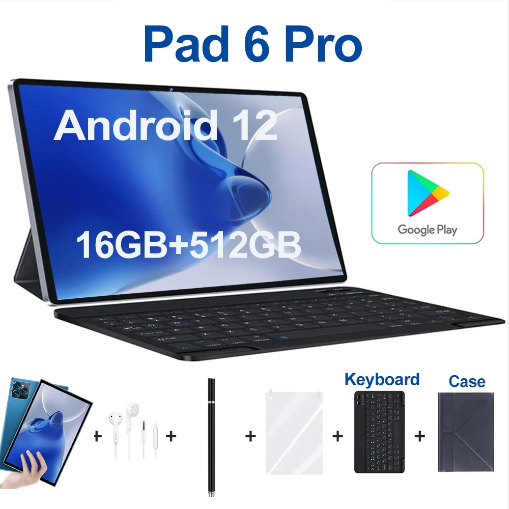 Novo Tablet Android Pad 6 Pro 10.1 Polegada HD 16G + 512GB Tablette ...