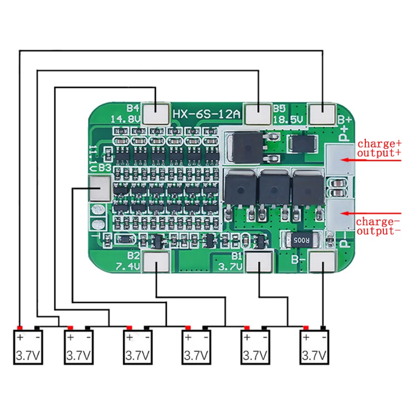 리튬 이온 PCB BMS 6S 리튬 배터리 보호 보드, 15A 24V BMS 18650 리튬 이온 배터리 충전기 모듈 키트 ...