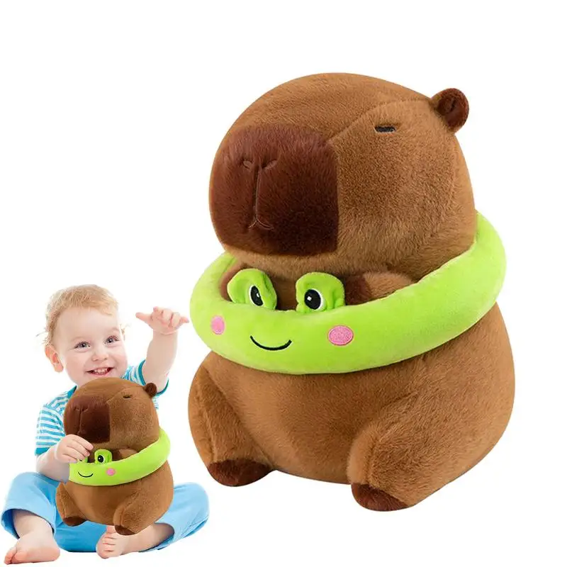 Capybara Plush Cute Capybara With Frog Swimming Rings Doll Toys Soft ...