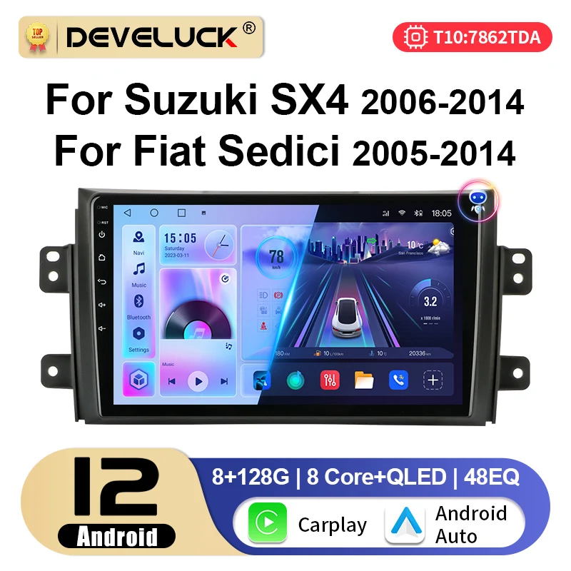For-Suzuki-SX4-2006-2013-Fiat-Sedici-2005-2014-2-Din-Android-12-Car ...