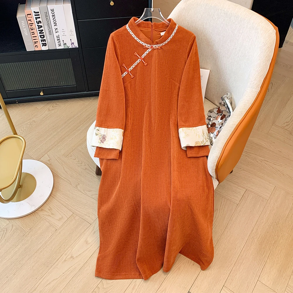 Plus-size-women-s-winter-orange-red-casual-comfortable-Chinese ...