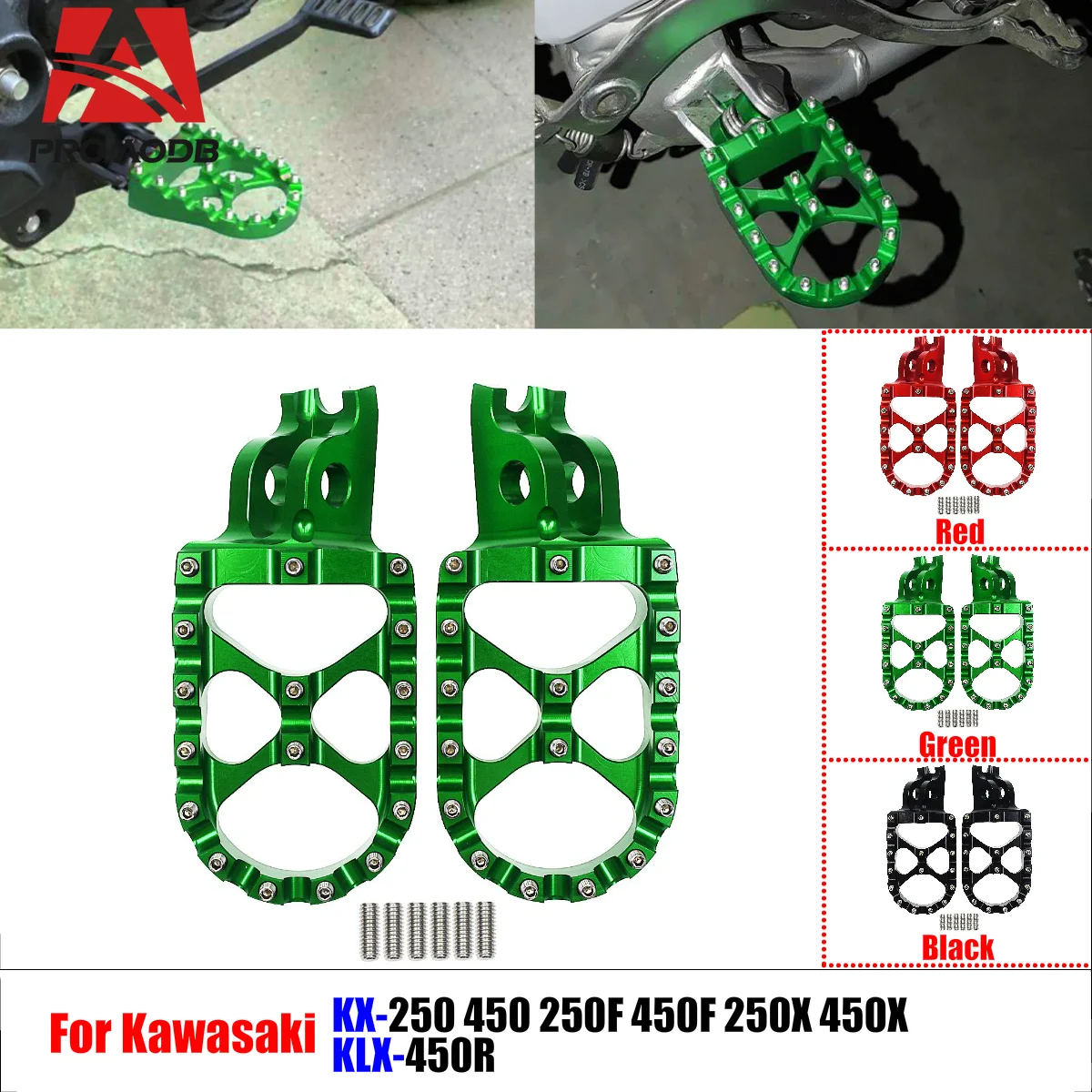 CNC FootRest Footpegs Foot Pegs Pedals For Kawasaki Motocross KX250 ...