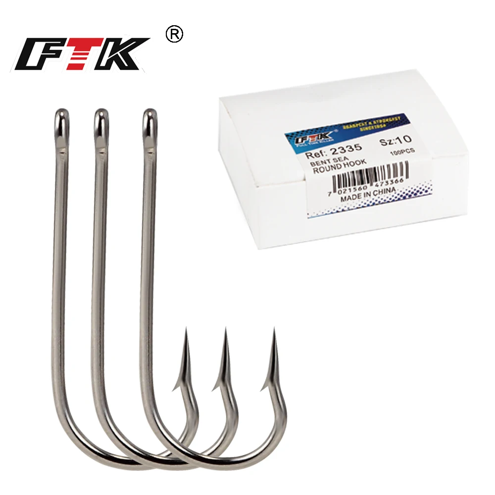 Ftk curvado mar redondo gancho 2335 níquel grande anel 10 # 20 #100 pçs ...