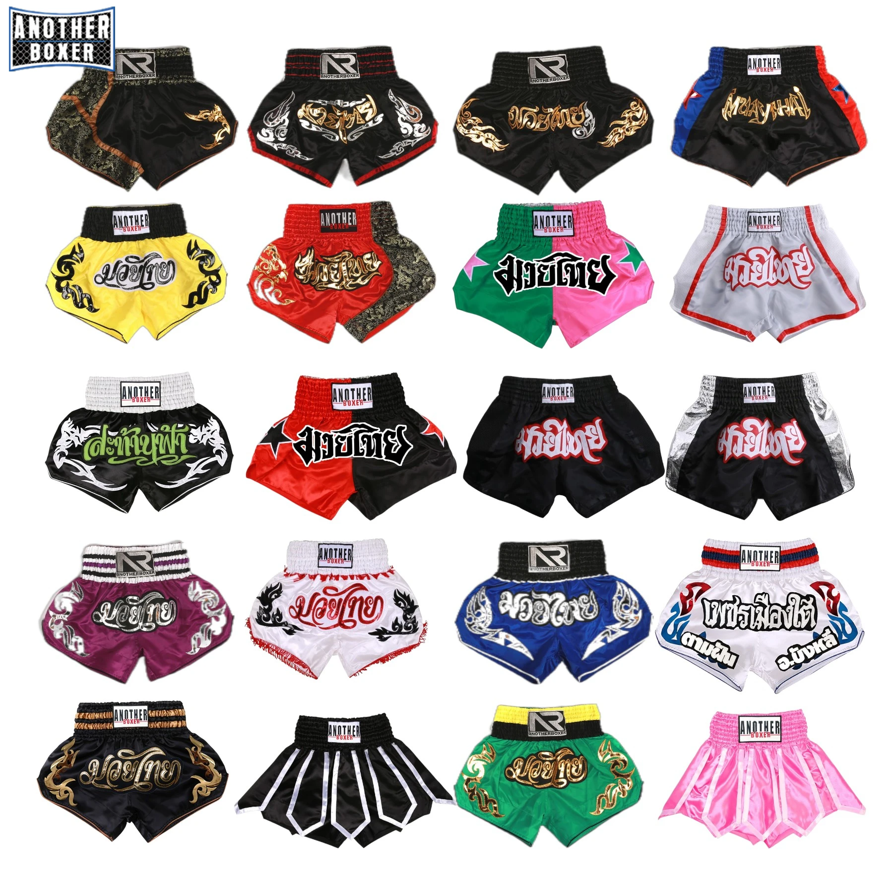 ANOTHERBOXER Muay Thai Shorts, Embroidered Traditional Boxing Pants ...